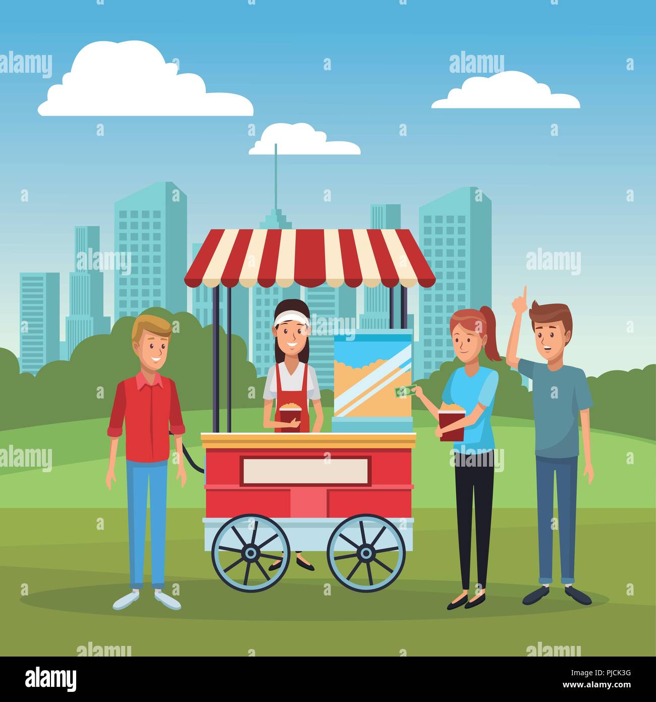 Popcorn stand and people Stock Vector Image & Art - Alamy