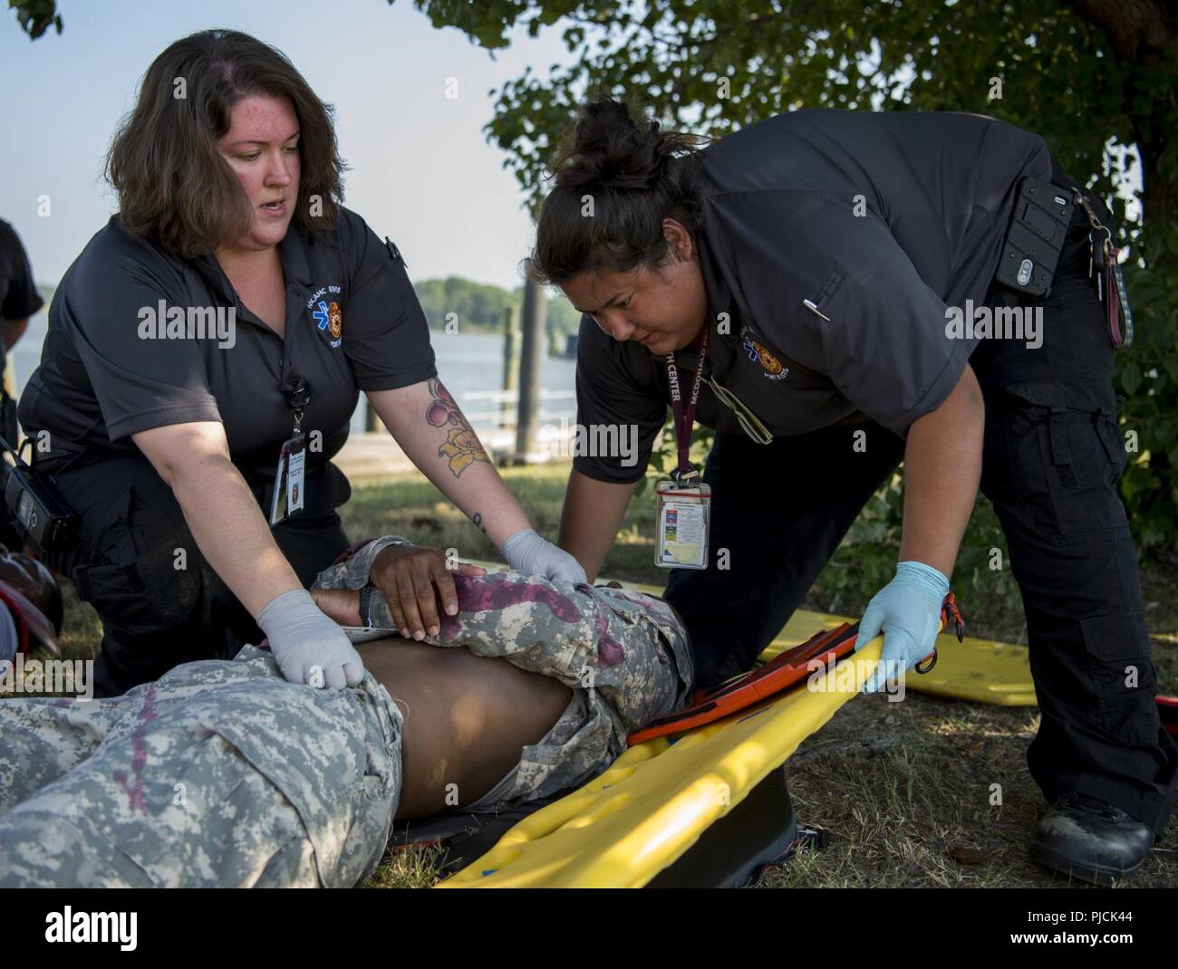 McDonald Army Health Center emergency services personnel work to secure ...