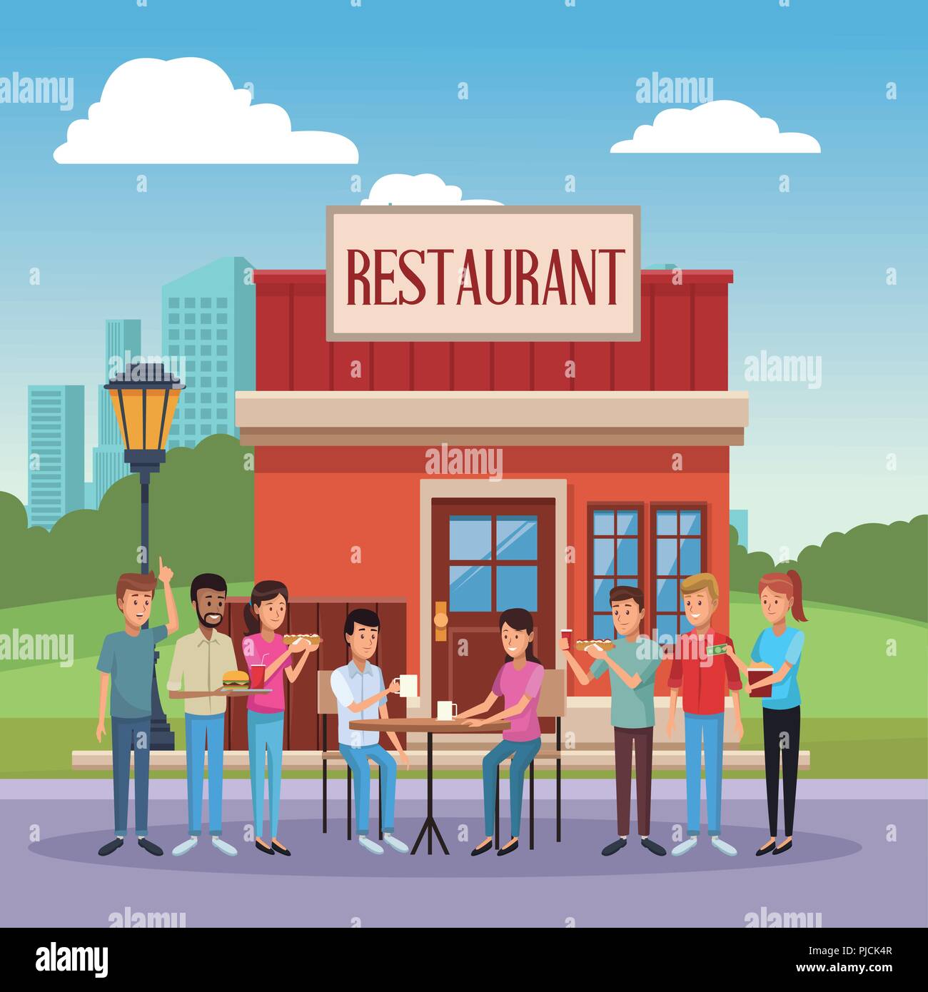 Restaurant building scenery Stock Vector Image & Art - Alamy
