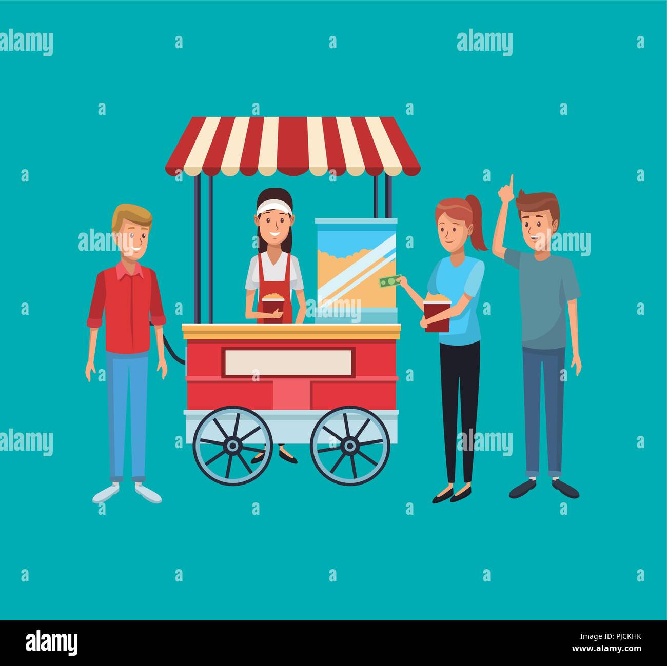 Popcorn stand and people Stock Vector Image & Art - Alamy