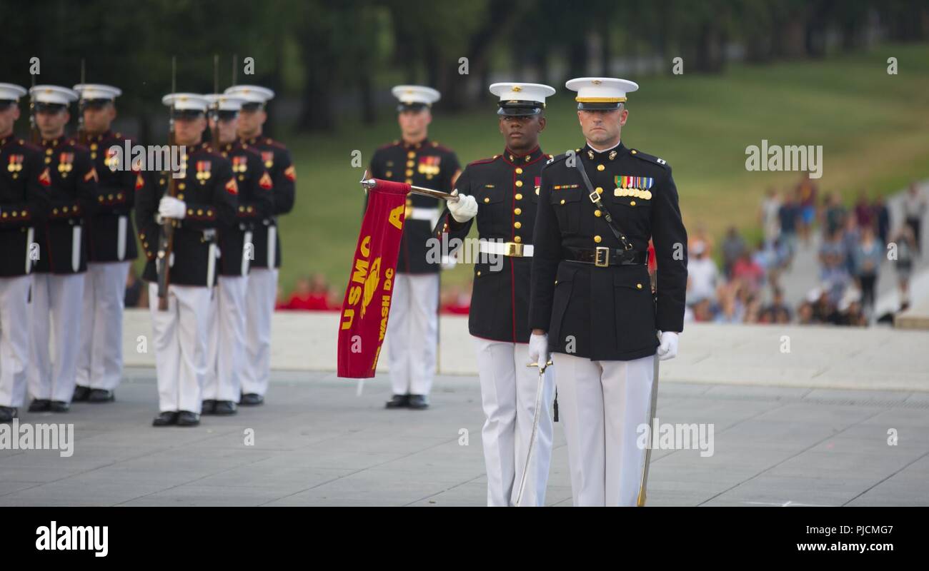Marine Barracks Washington hosts a sunset parade in honor of the ...
