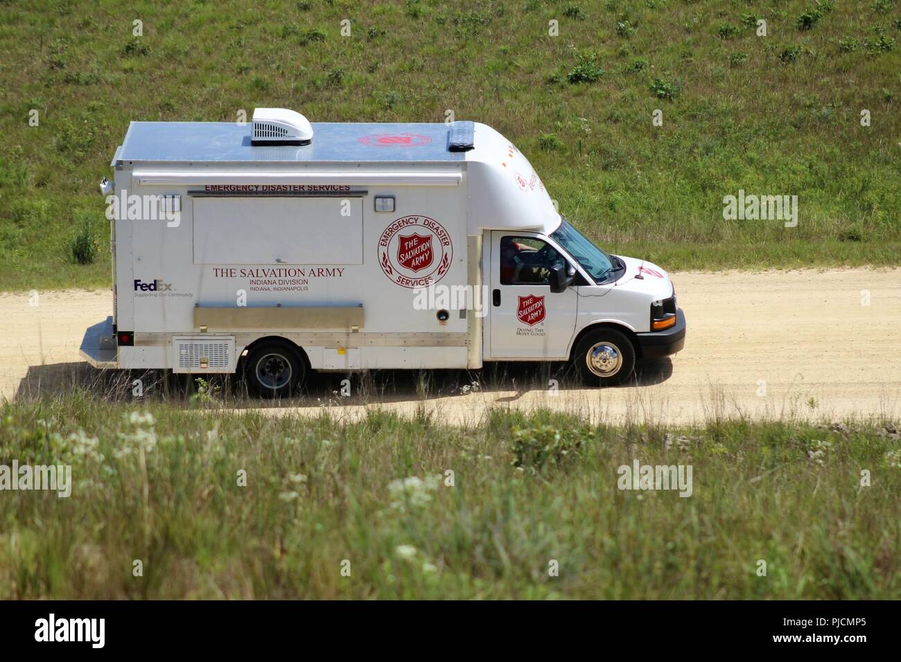 A Salvation Army vehicle is shown on Badger Drop Zone on South Post as ...