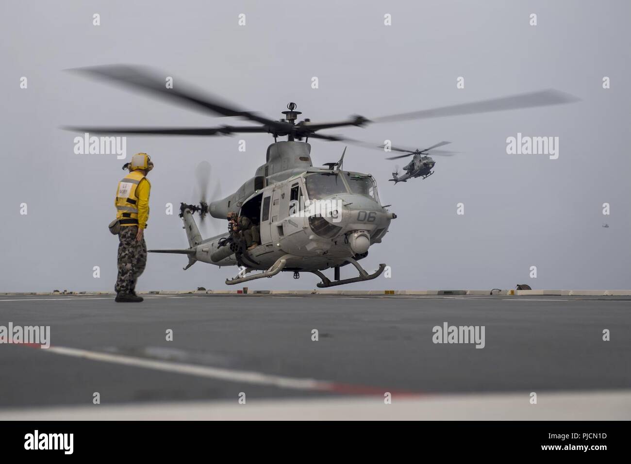 PACIFIC OCEAN (July 23, 2018) A UH-1Y Huey, assigned to the "Scarface ...