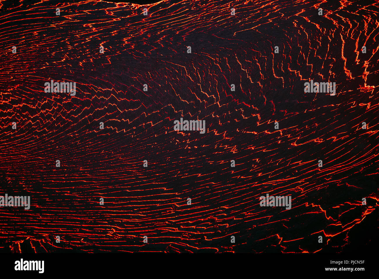 aerial view of lava river, emanating from east rift zone of Kilauea ...