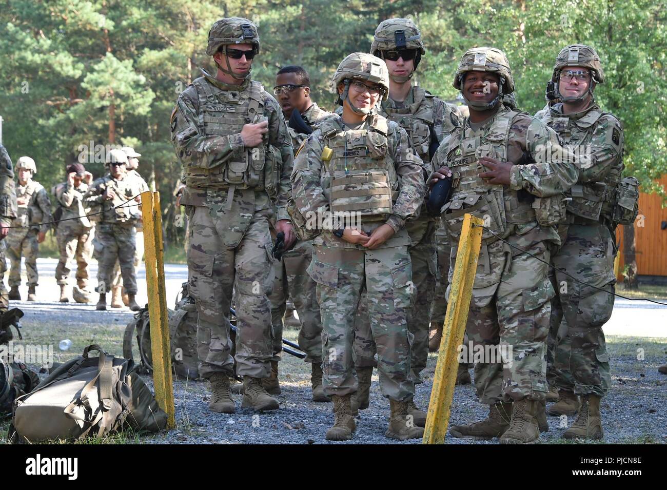U.S. Soldiers with the 18th Combat Sustainment Support Battalion await ...