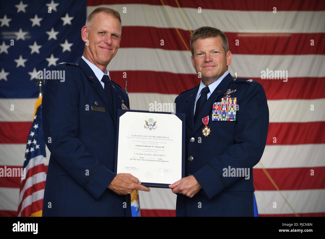 Col. Larry Shaw, 434th Air Refueling Wing commander, presents a ...