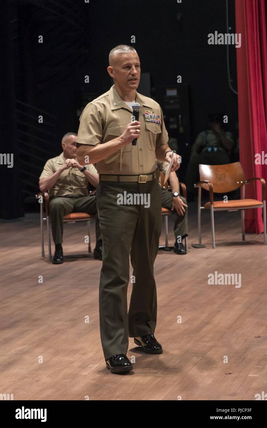 U.S. Marine Corps Col. William C. Bentley, incoming base commander ...