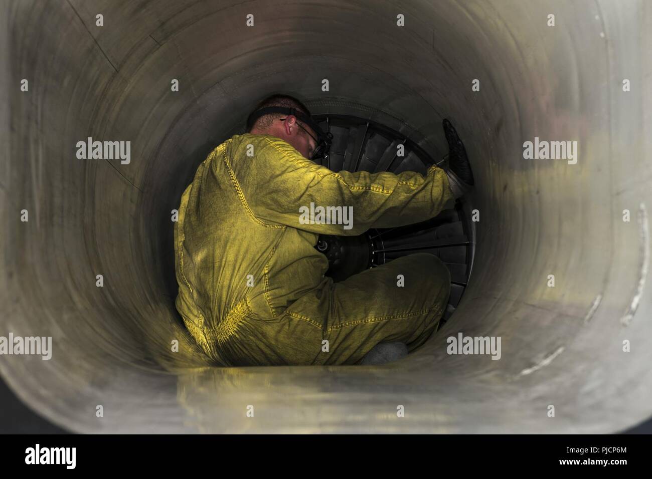 Staff Sgt. Jacob Heaton, 389th Fighter Squadron crew chief, inspects an ...