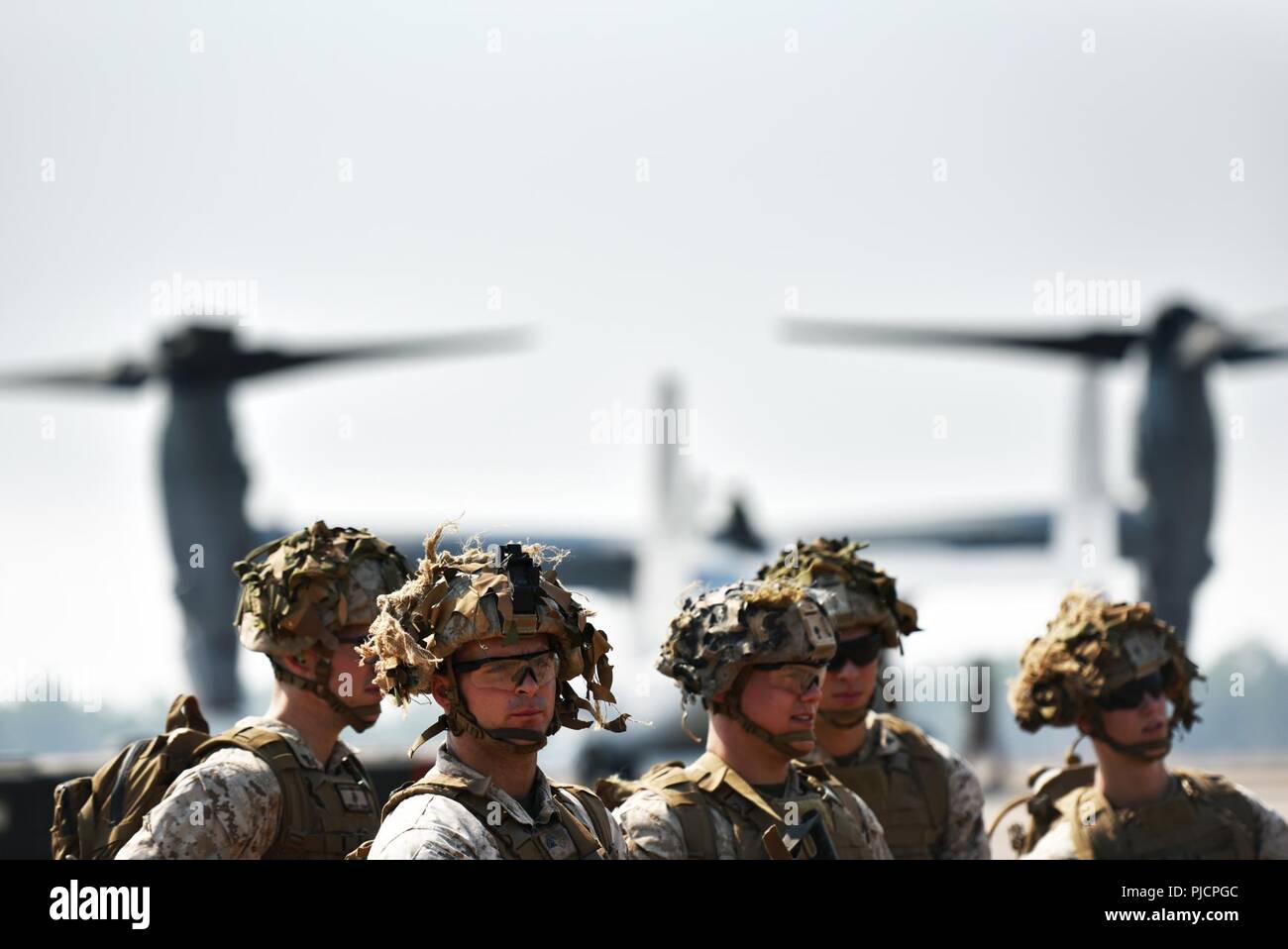 Marines with Marine Rotational Force – Darwin 18 prepare to board an MV ...