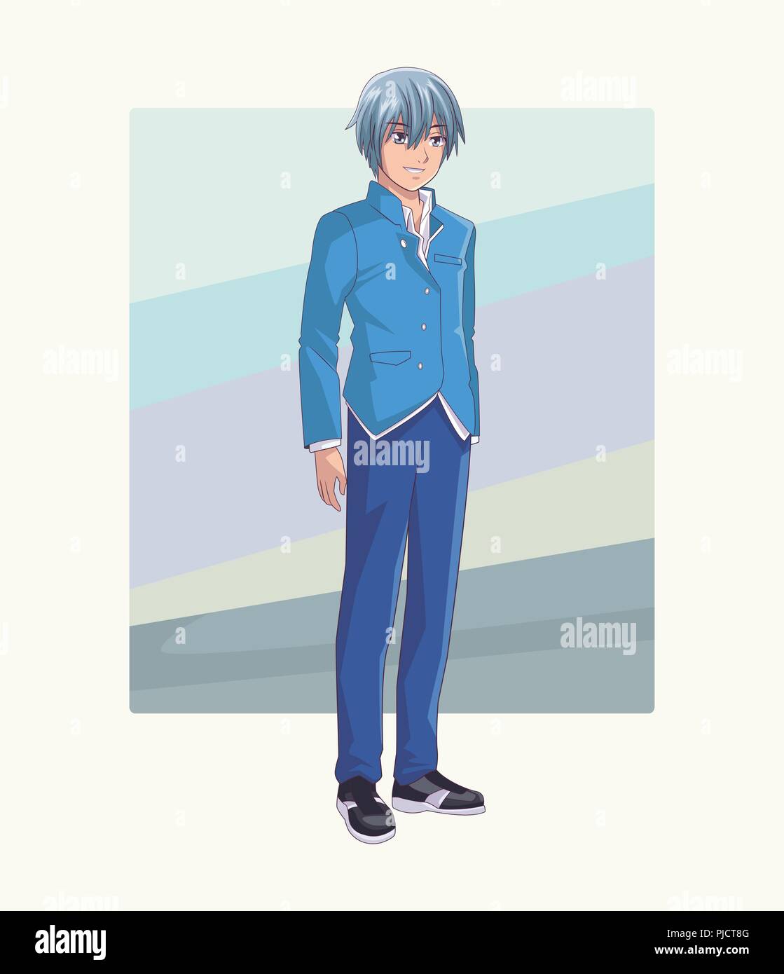 Cartoon blue anime manga Stock Vector Images - Alamy