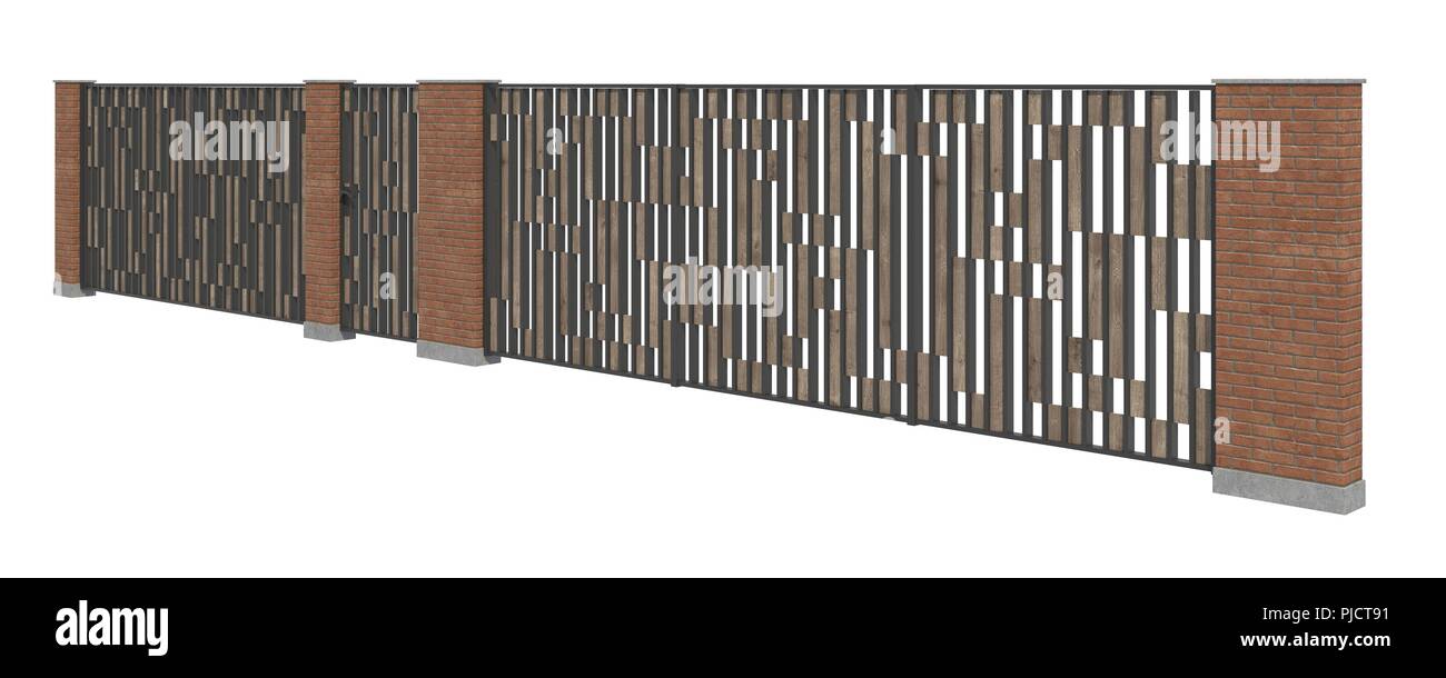 Modern Fence isolated on white background 3D illustration Stock Photo ...