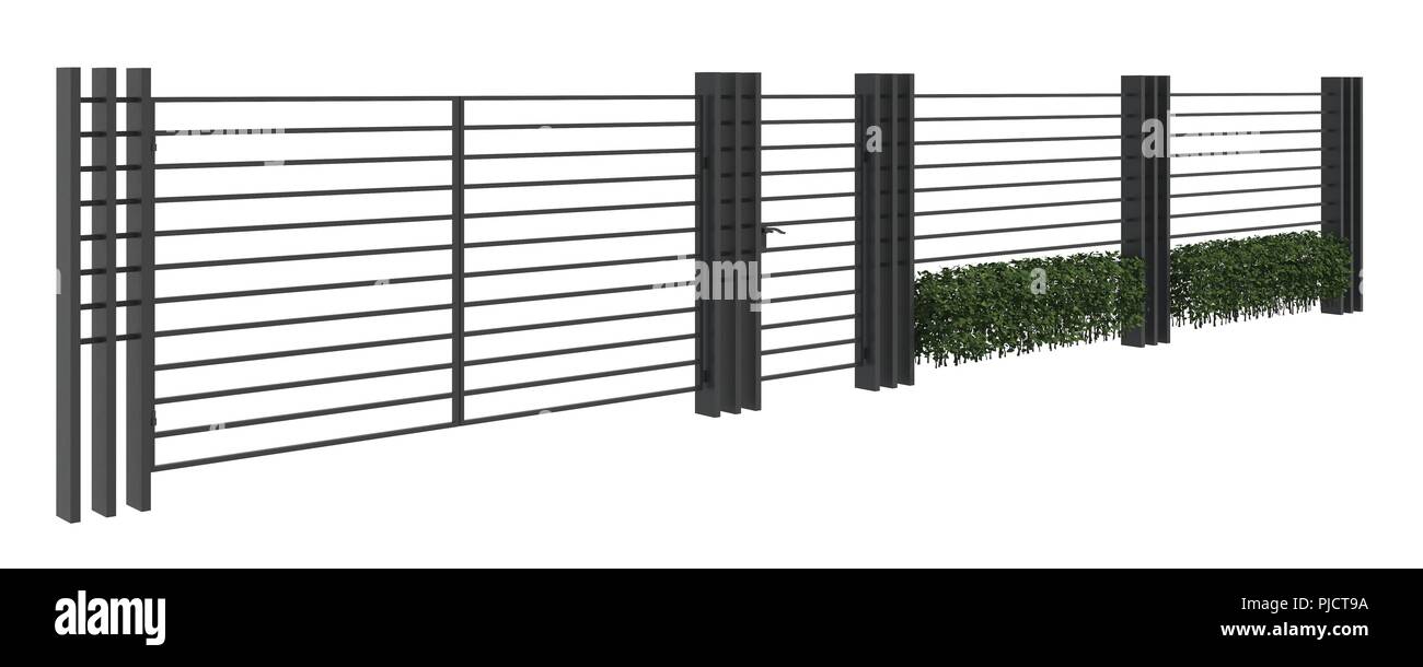 Modern Fence isolated on white background 3D illustration Stock Photo ...