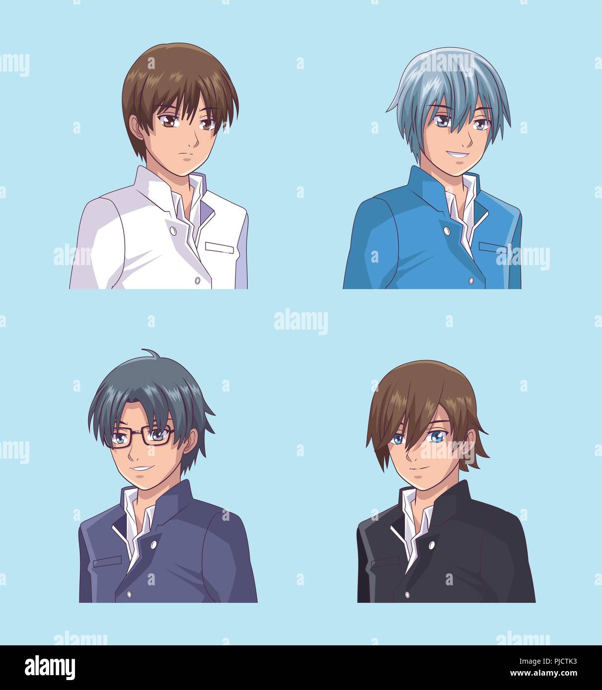 Set of male face anime Stock Vector Image & Art - Alamy