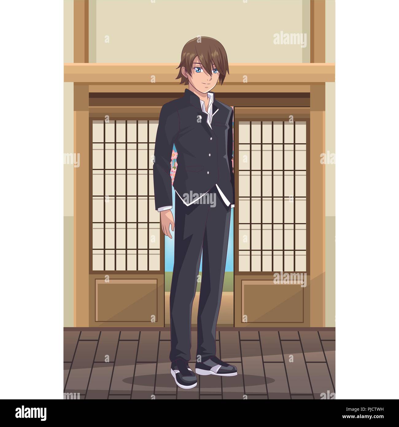 Young male students anime Stock Vector Image & Art - Alamy