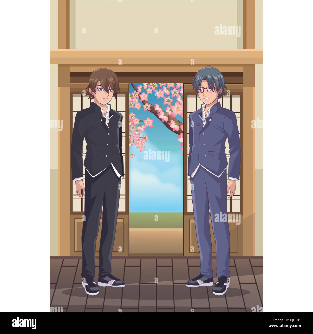 Young male students anime Stock Vector Image & Art - Alamy