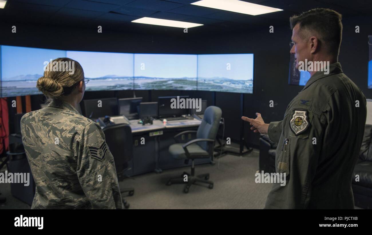 U.S. Air Force Col. Mike Drowley, 355th Fighter Wing commander, tours ...