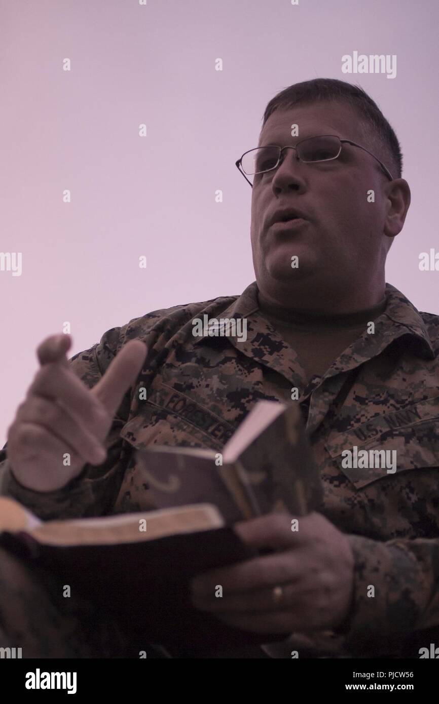 U.S. Navy Lt. Andrew Forester, a chaplain with Marine Wing Support ...
