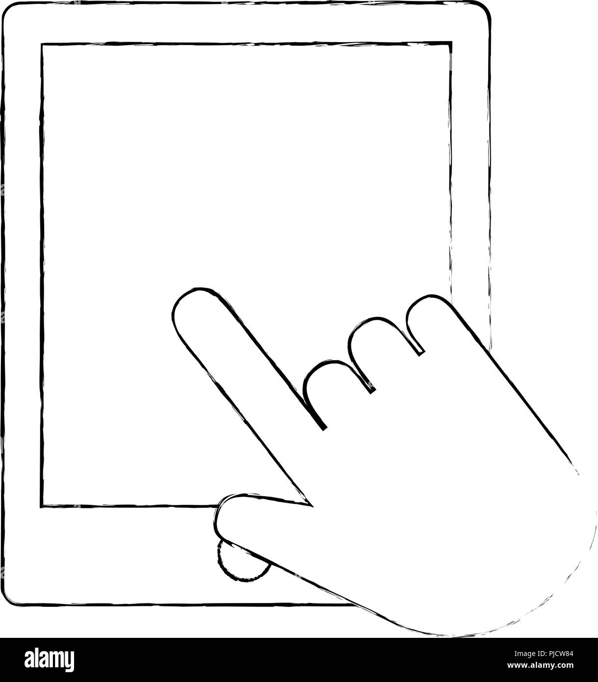 hand using tablet electronic vector illustration design Stock Vector ...