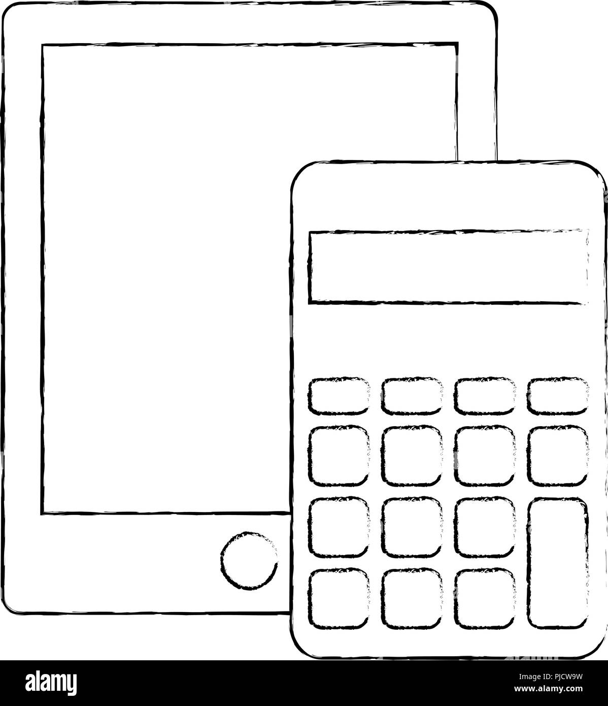 calculator math with tablet vector illustration design Stock Vector ...