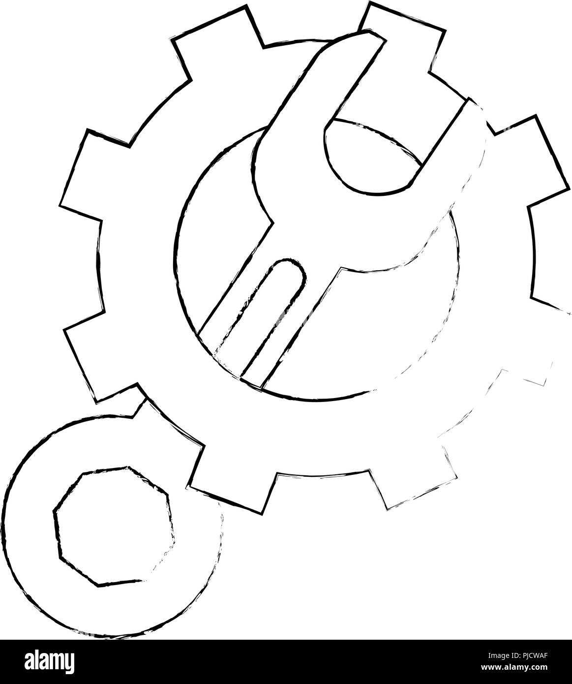 wrench tool with gear vector illustration design Stock Vector Image ...