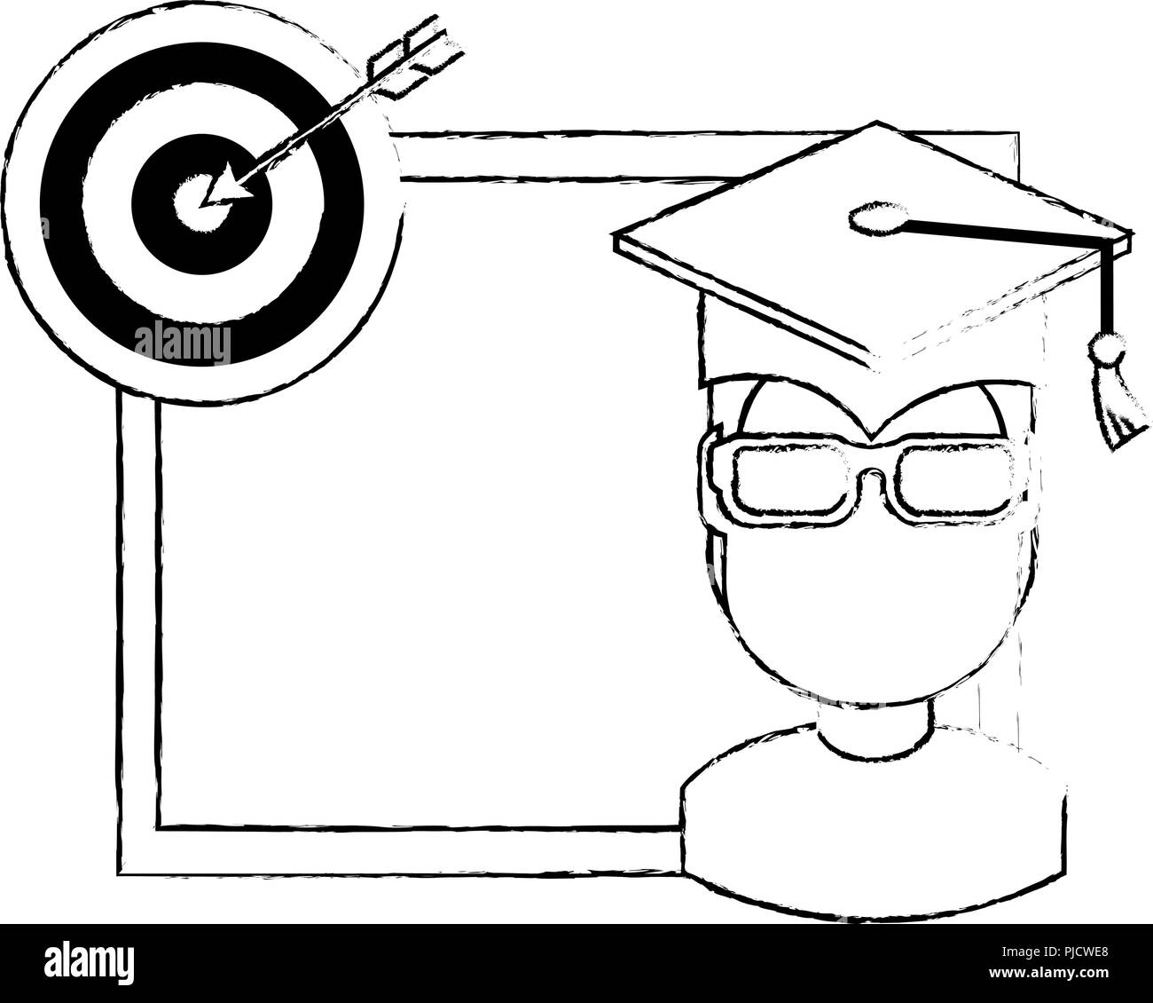 student graduated with chalkboard and target vector illustration design ...