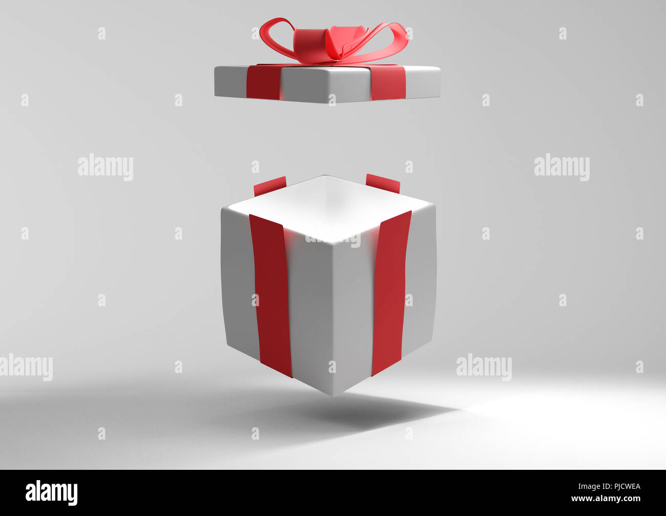 opened present box with shadow 3d-illustration Stock Photo - Alamy