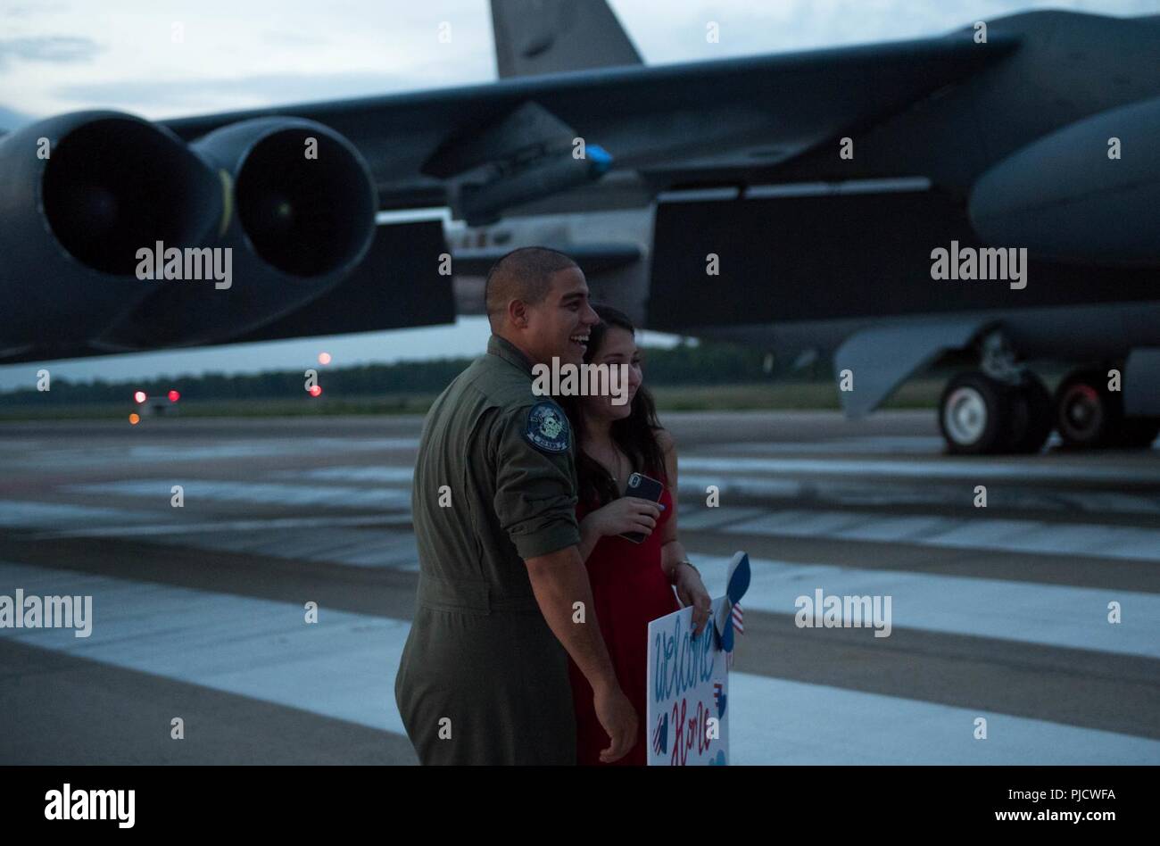 Airmen return to Barksdale Air Force Base, La., July 12, 2018 from a ...