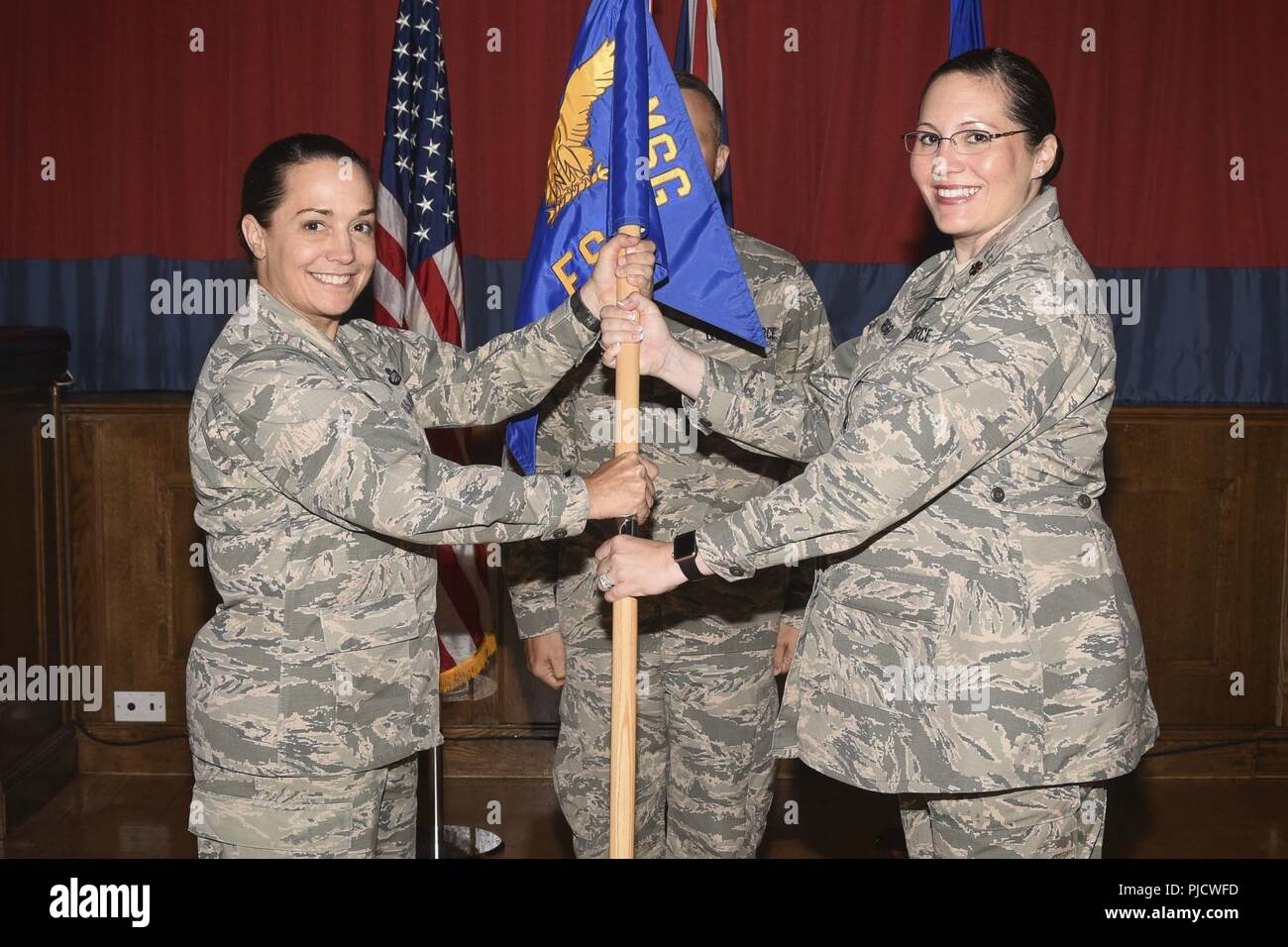 U.S. Air Force Col. Carol Miller, 100th Mission Support Group commander ...