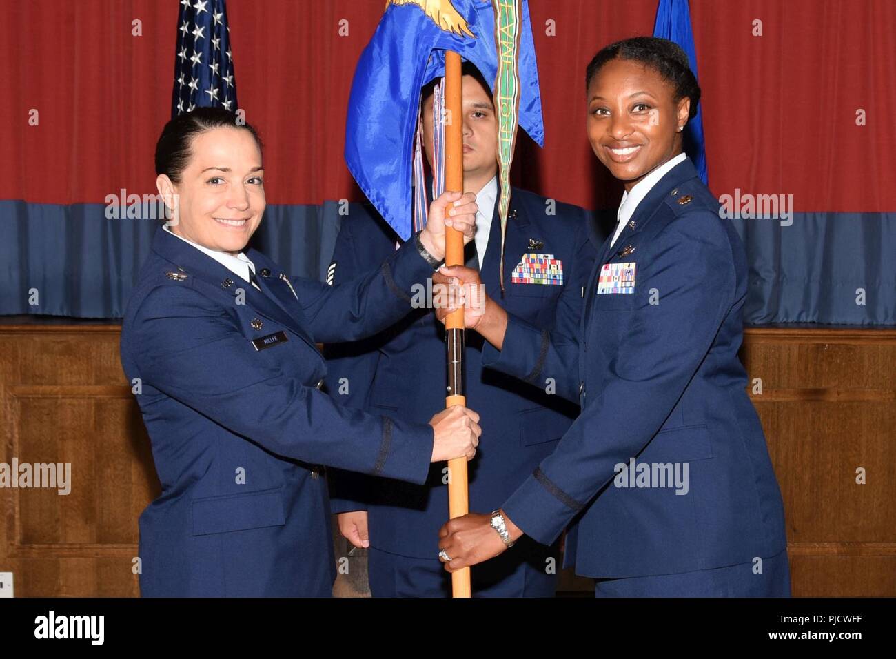 U.S. Air Force Col. Carol Miller, 100th Mission Support Group commander ...
