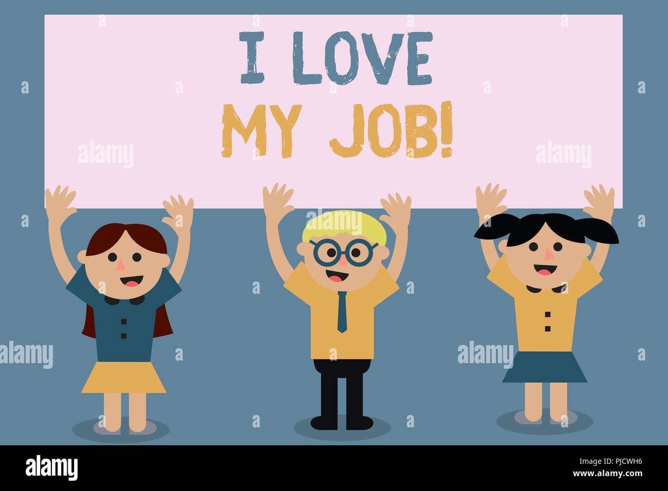 Text sign showing I Love My Job. Conceptual photo Enjoying the daily ...