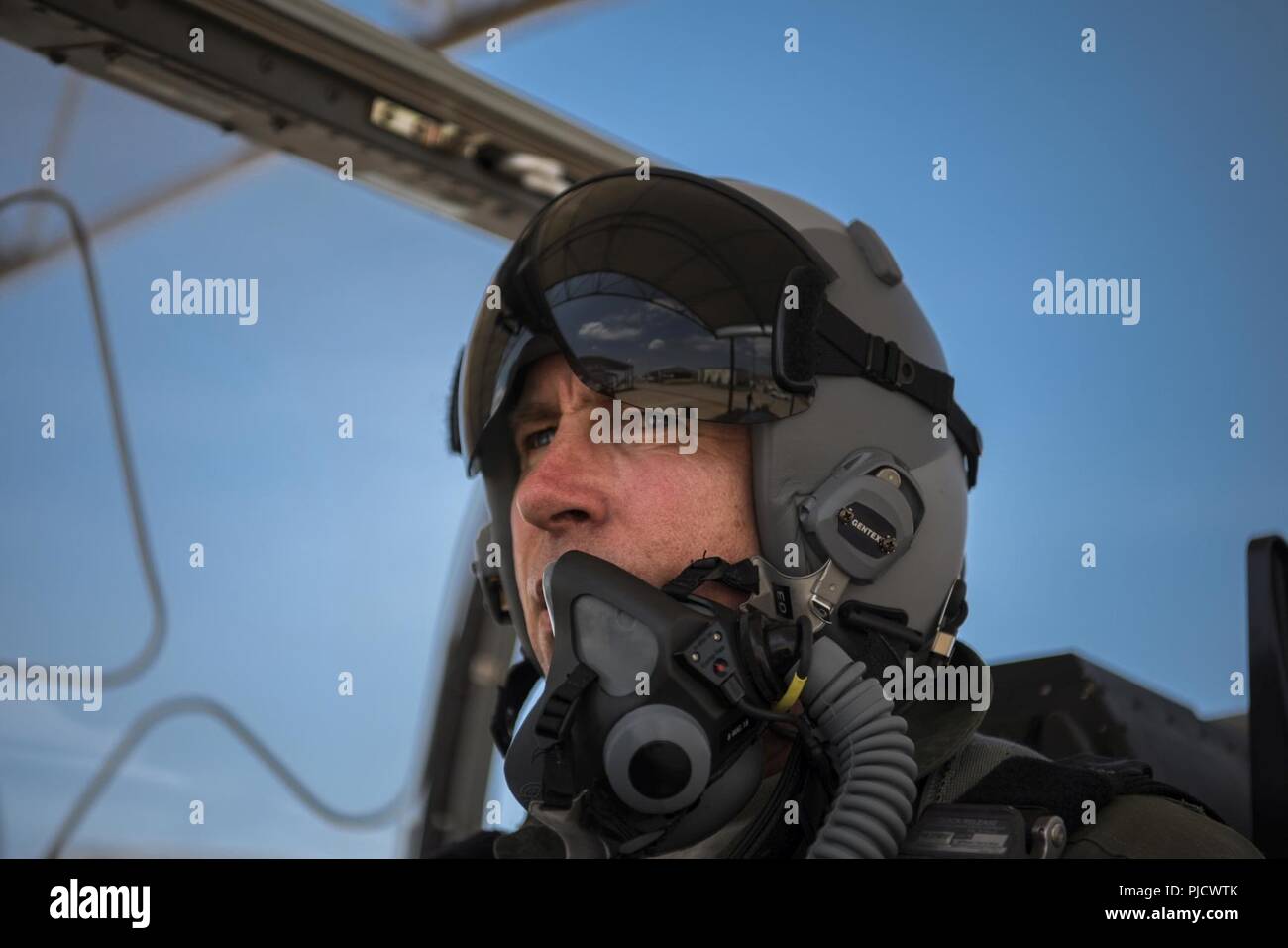 Major General Patrick Doherty, Commander, 19th Air Force, prepares to ...