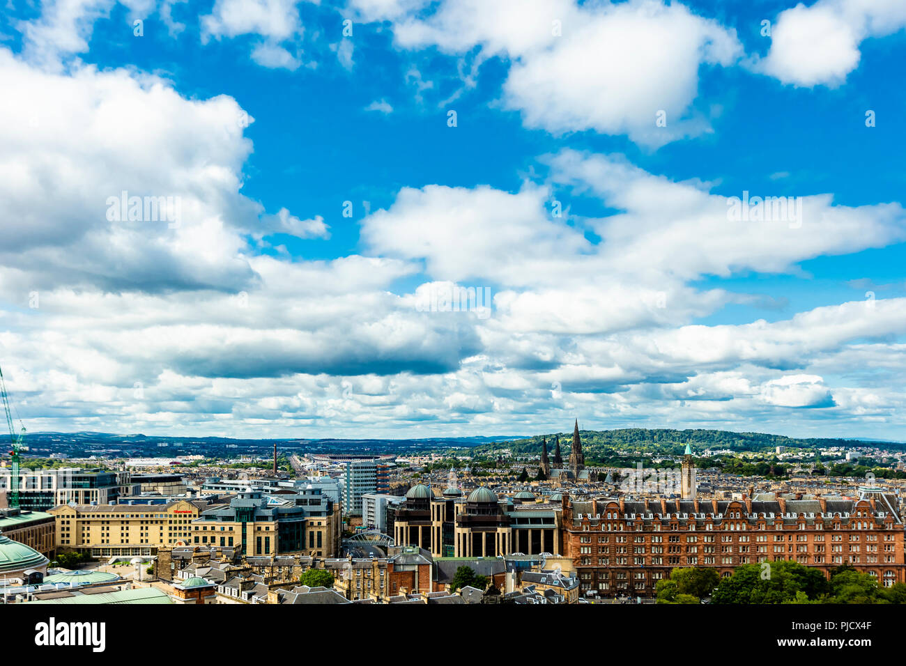 Edinburgh old city centre panoramic view of architecture from vantage ...