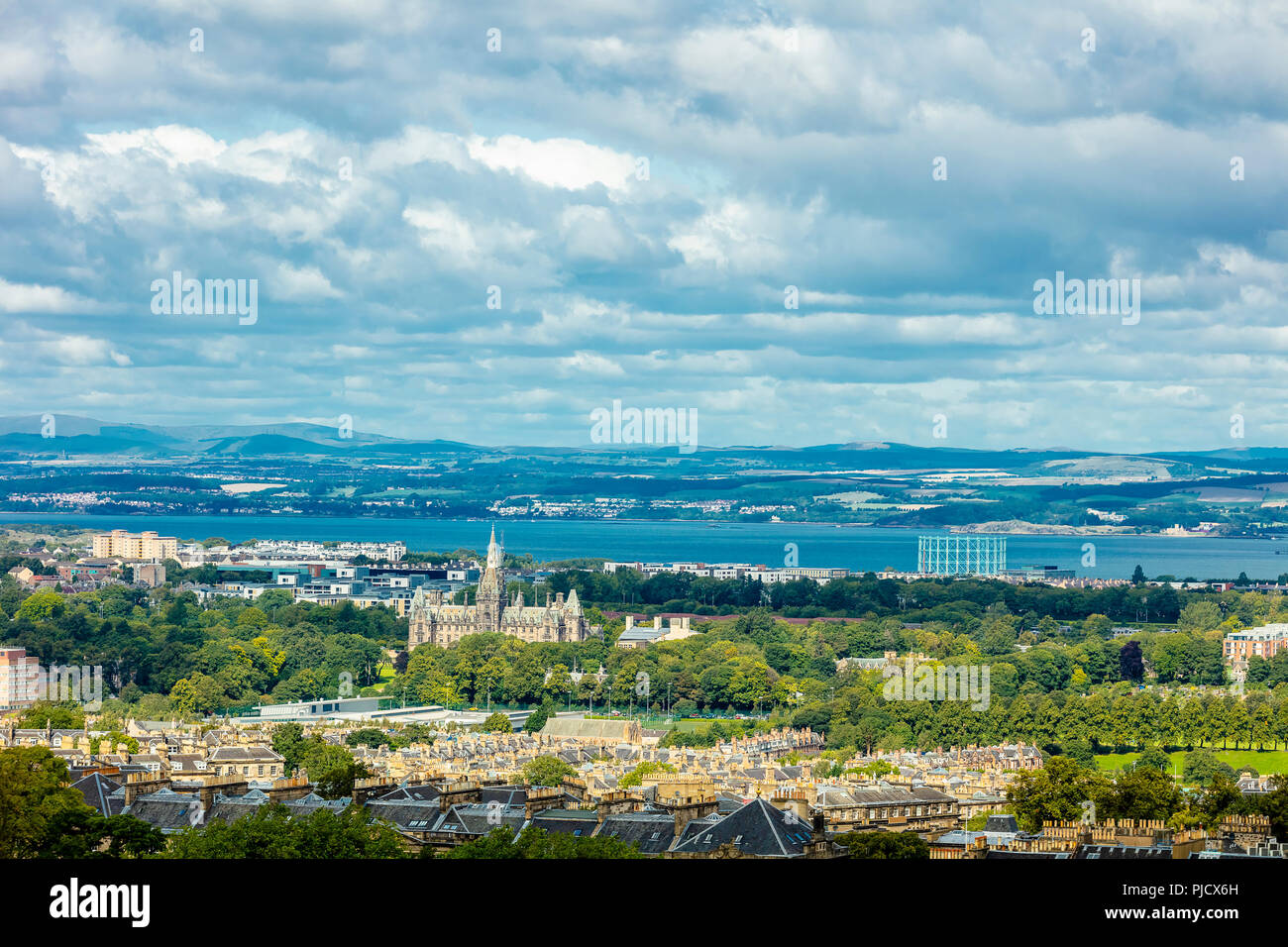 Edinburgh old city centre panoramic view of architecture from vantage ...