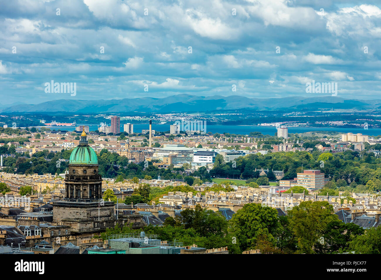 Edinburgh old city centre panoramic view of architecture from vantage ...