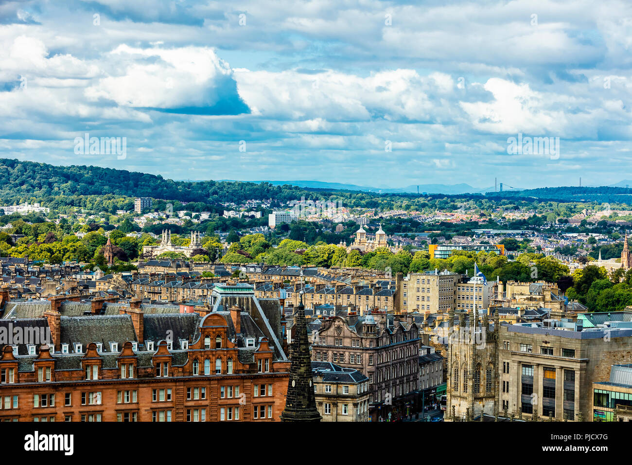 Edinburgh old city centre panoramic view of architecture from vantage ...