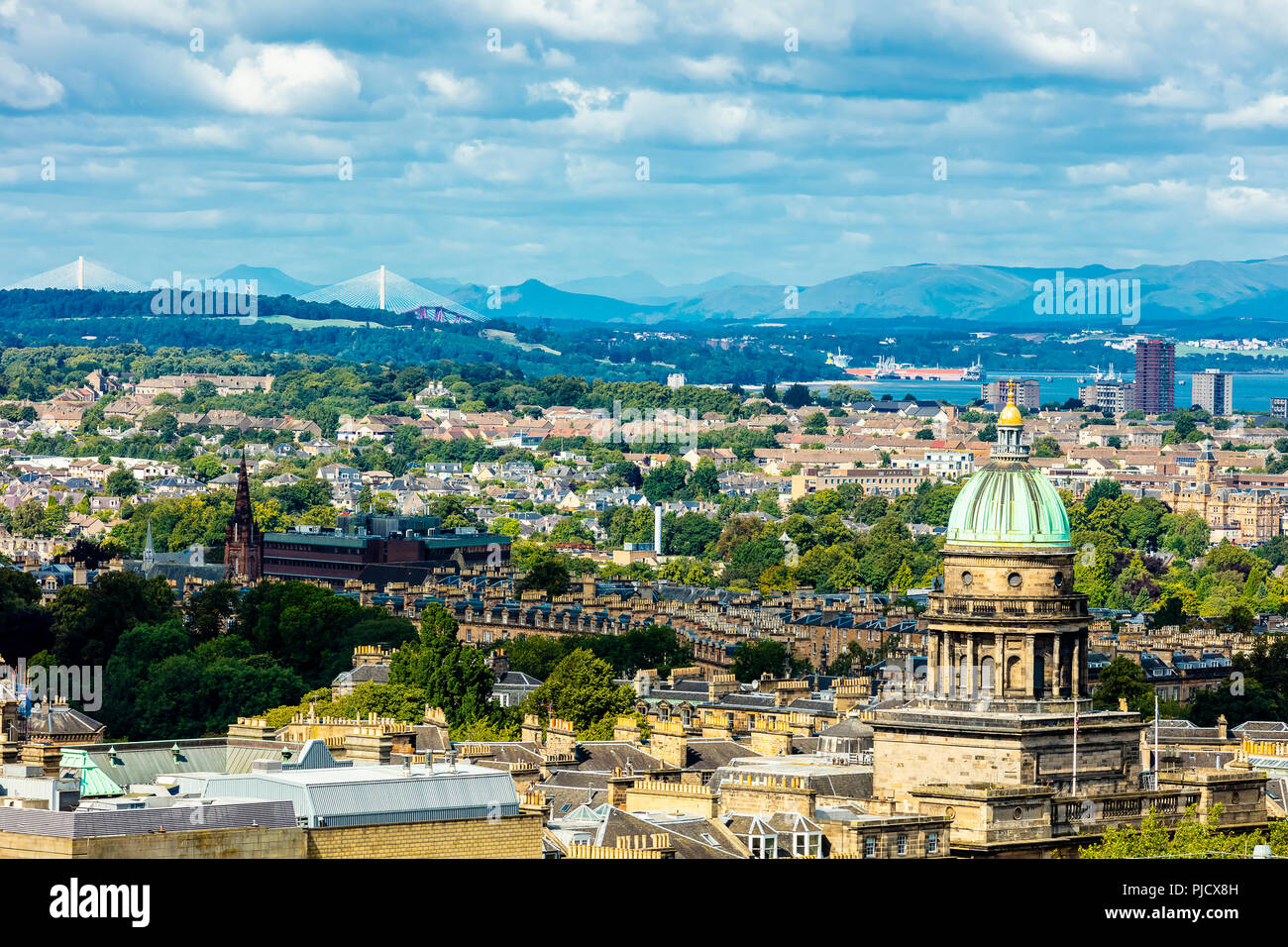 Edinburgh old city centre panoramic view of architecture from vantage ...