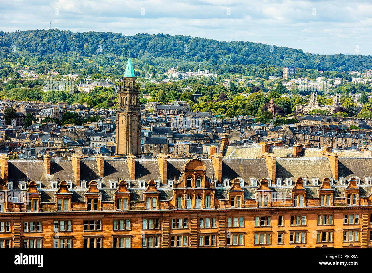 Edinburgh old city centre panoramic view of architecture from vantage ...