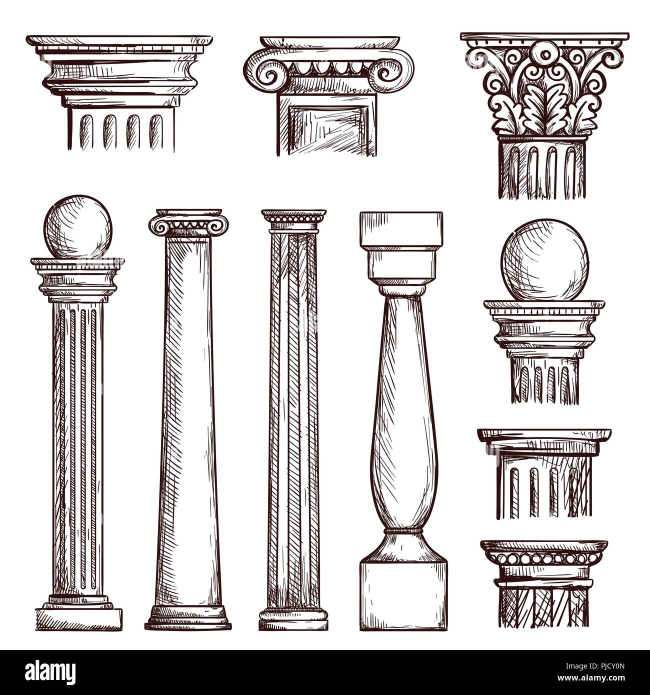 Fluted white marble columns hi-res stock photography and images - Alamy