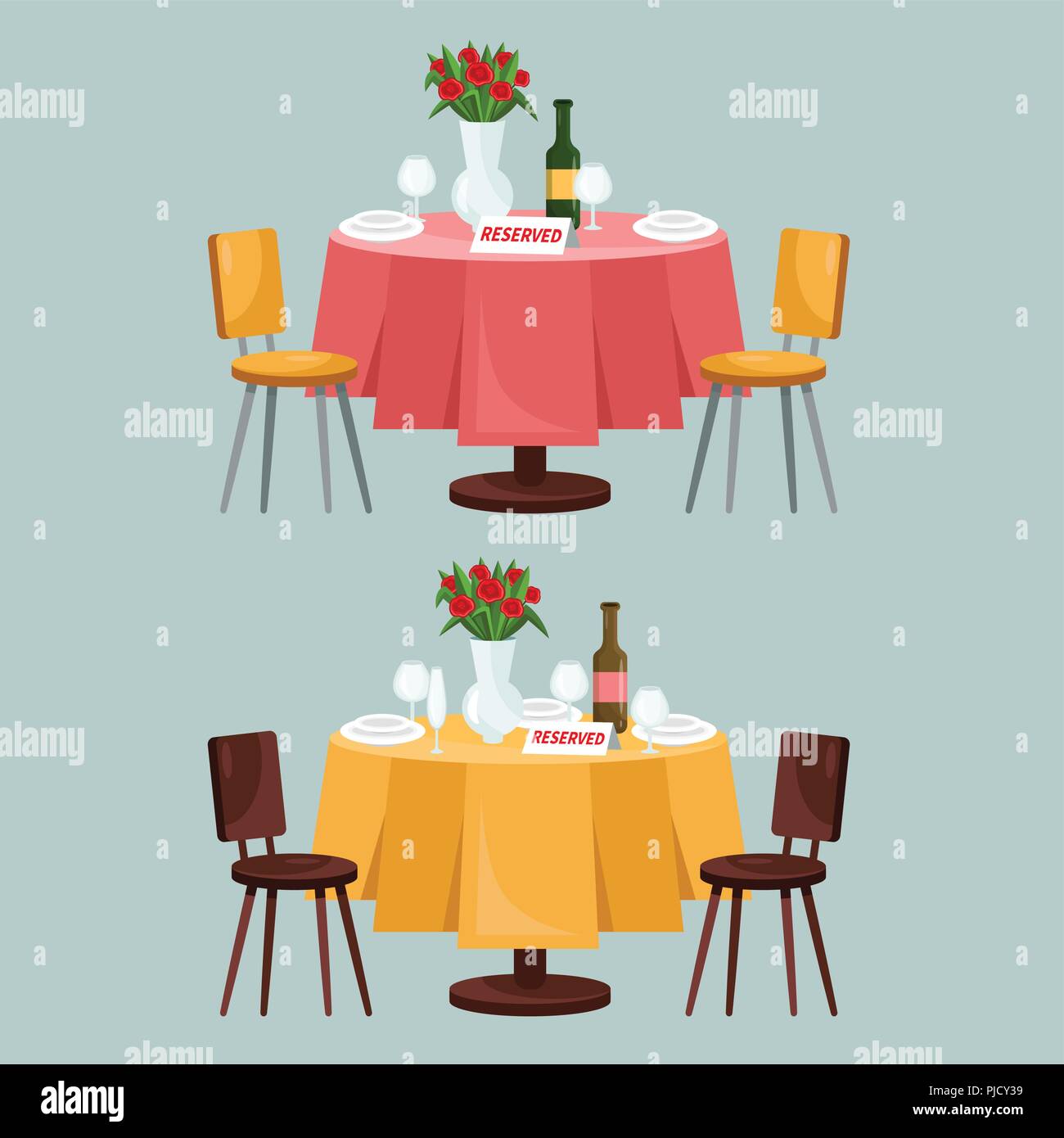 Table in restaurant on Stock Vector Images - Alamy