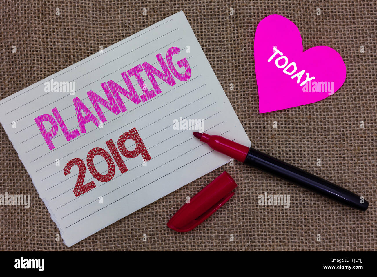 Handwriting text writing Planning 2019. Concept meaning Begin with end ...