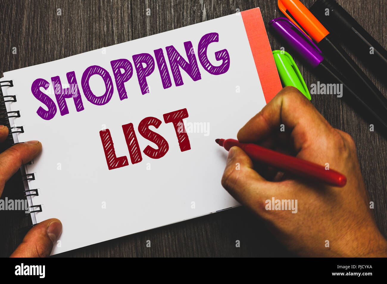 Conceptual hand writing showing Shopping List. Business photo text ...