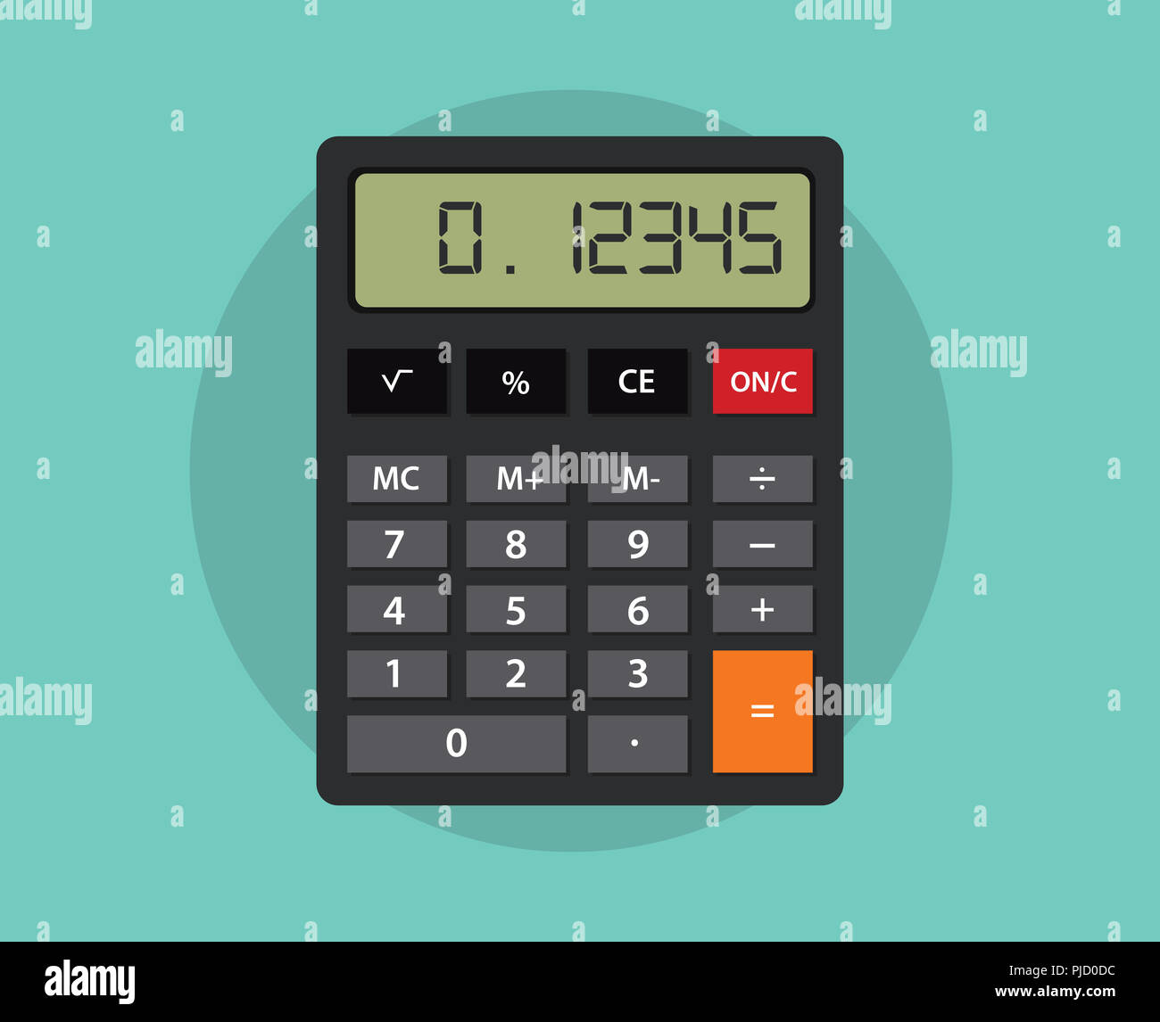 an isolated calculator with flat style and green background vector ...