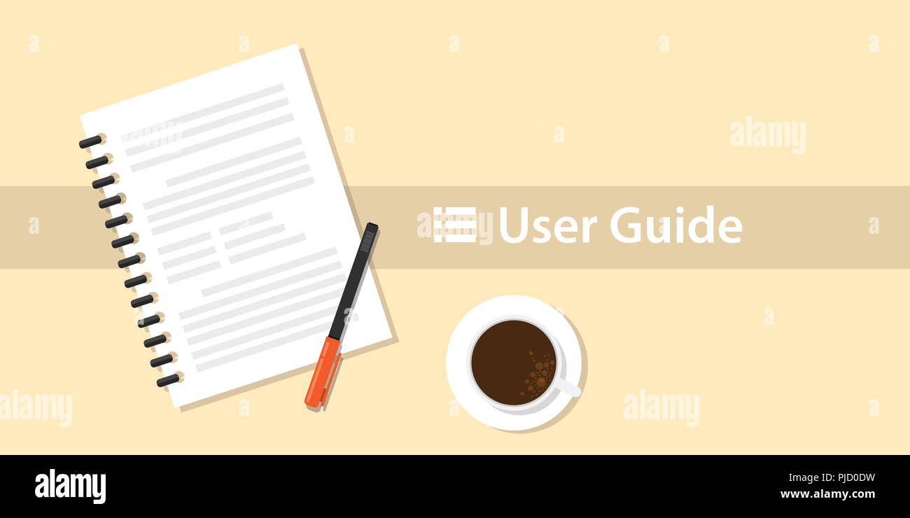a user guide manual book on top of table desk vector graphic ...