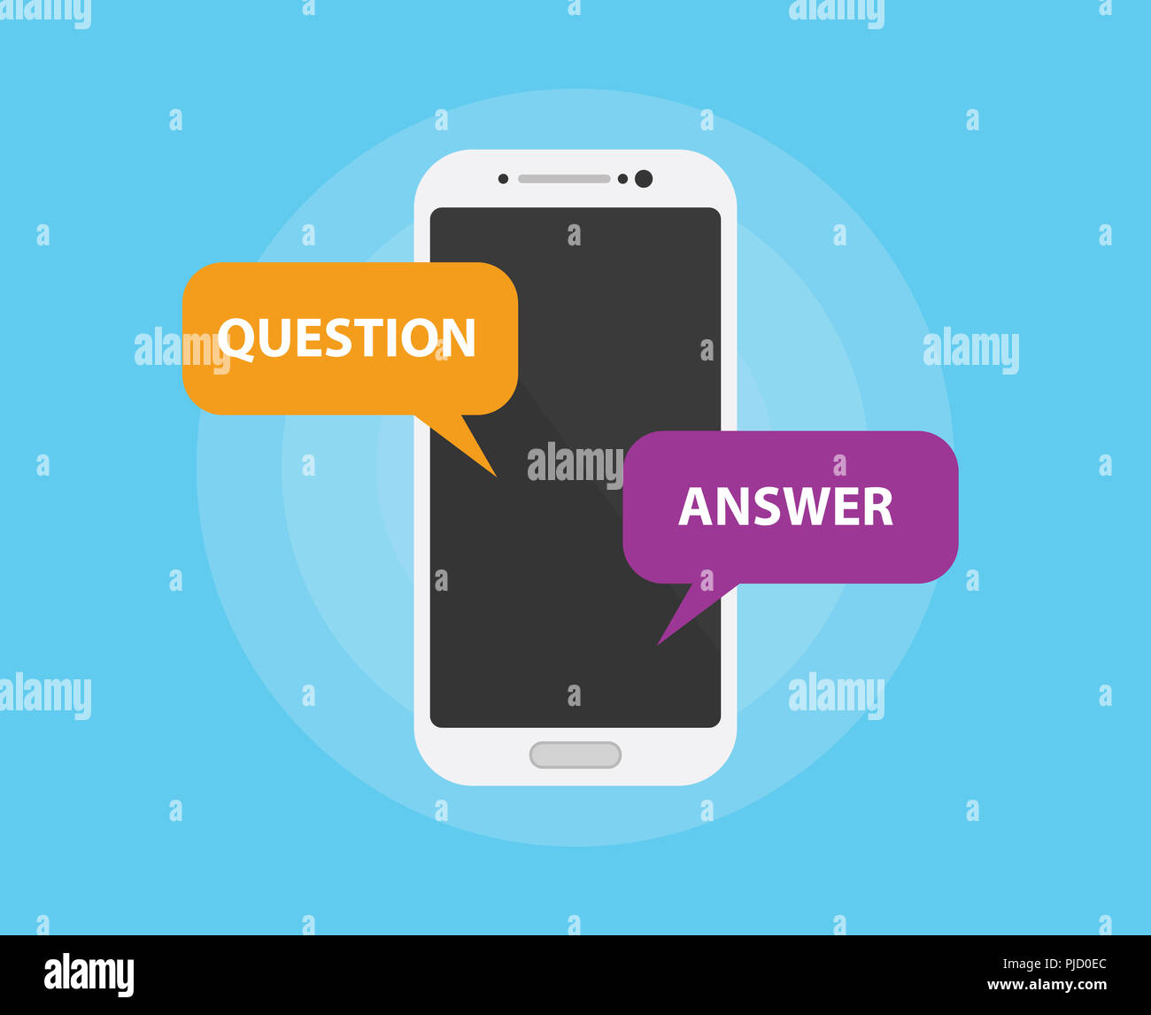 question and answer faq with smartphone and bubble speech text vector ...