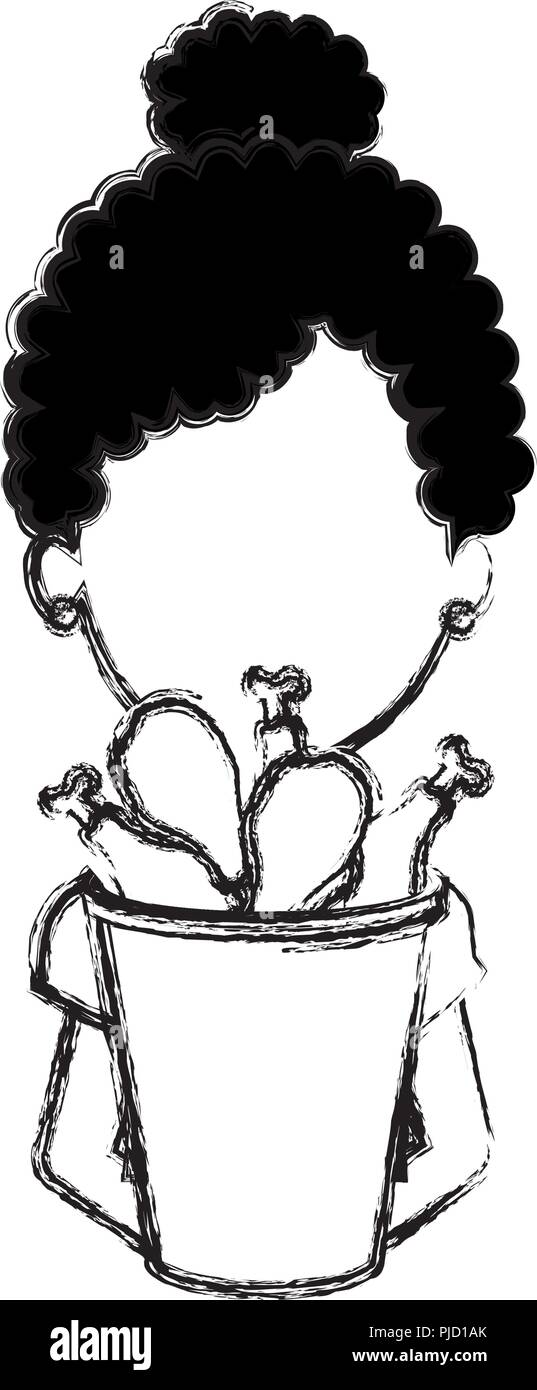 woman with chicken thighs in pot vector illustration design Stock ...