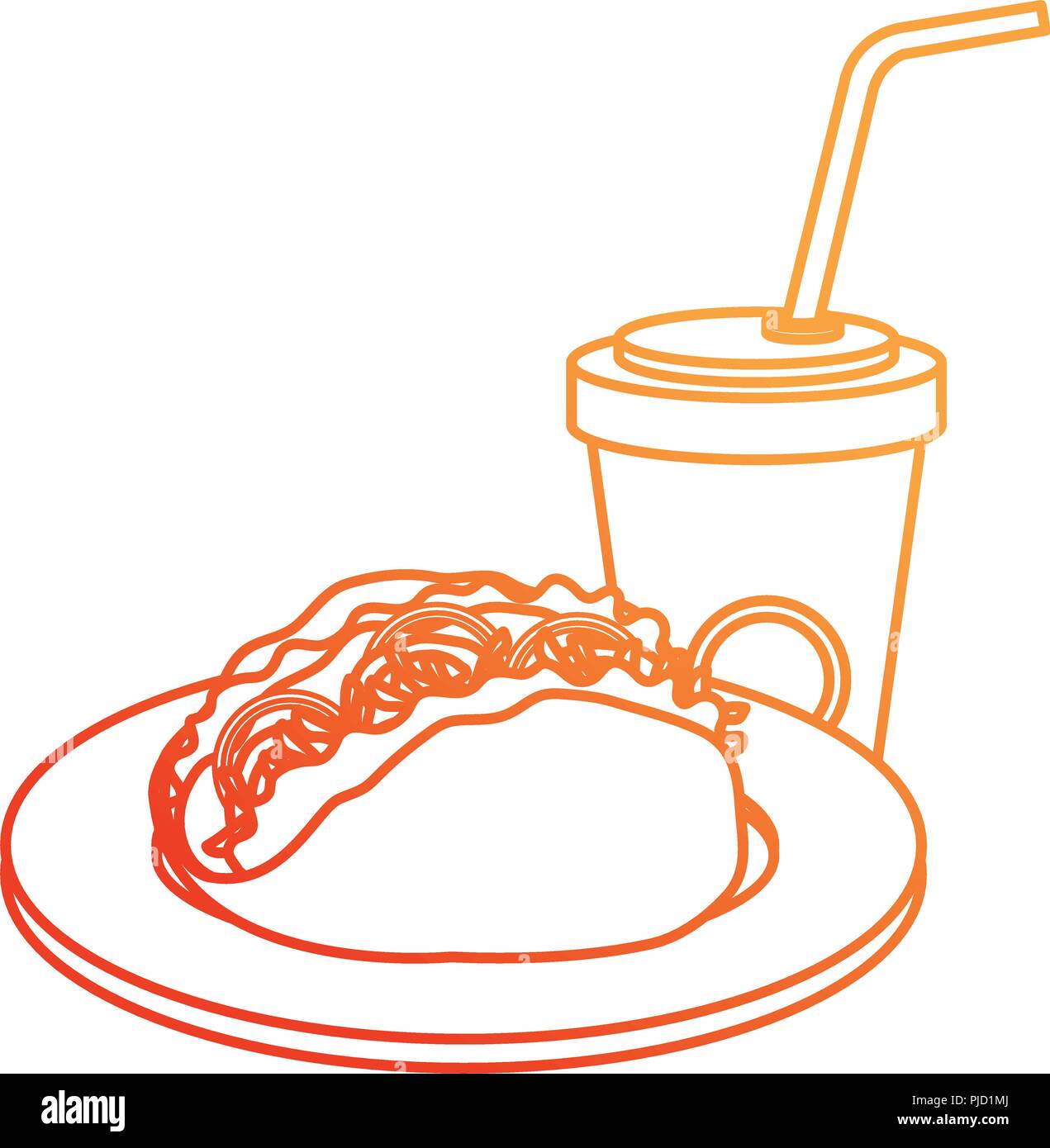 delicious mexican taco with soda vector illustration design Stock ...