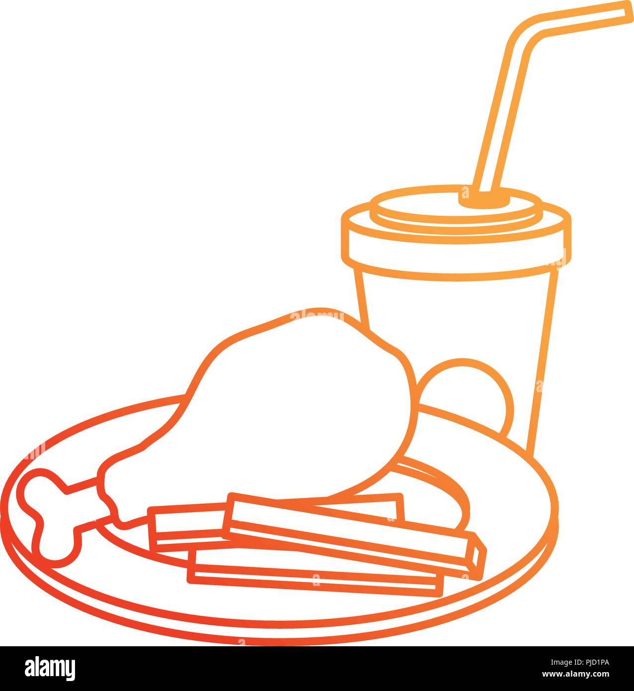 delicious chicken thigh with soda vector illustration design Stock ...