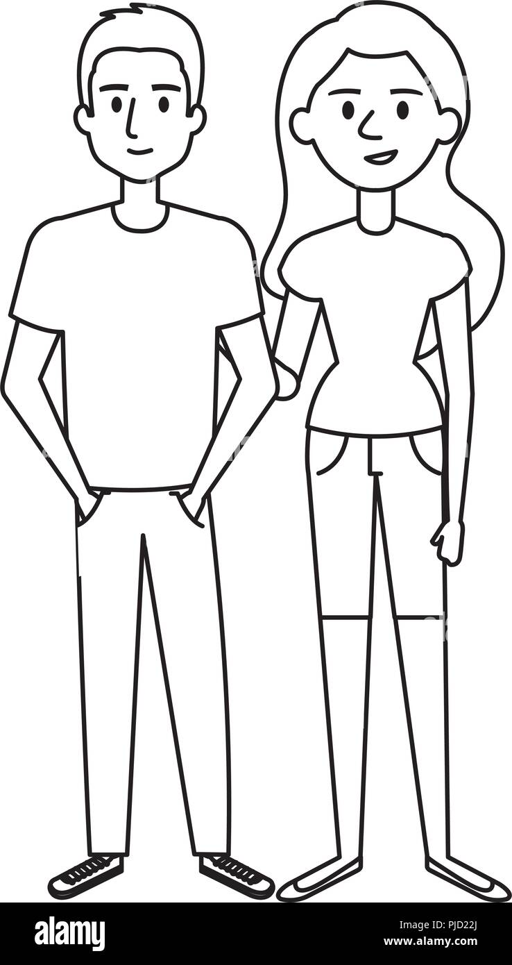 couple avatar characters icons vector illustration design Stock Vector ...