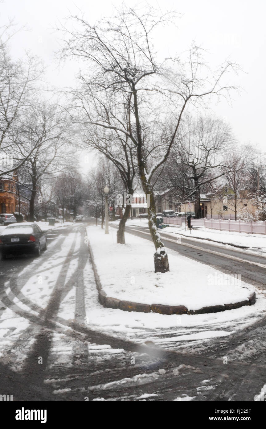 Rochester, New York USA streetscape in the winter Stock Photo - Alamy