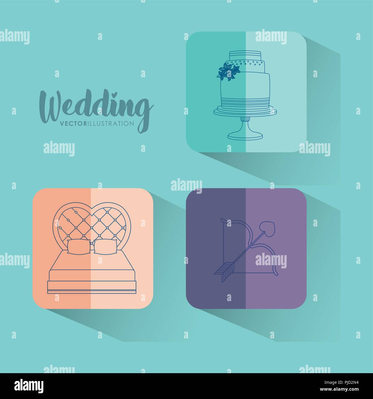 wedding celebration card with set icons vector illustration design ...